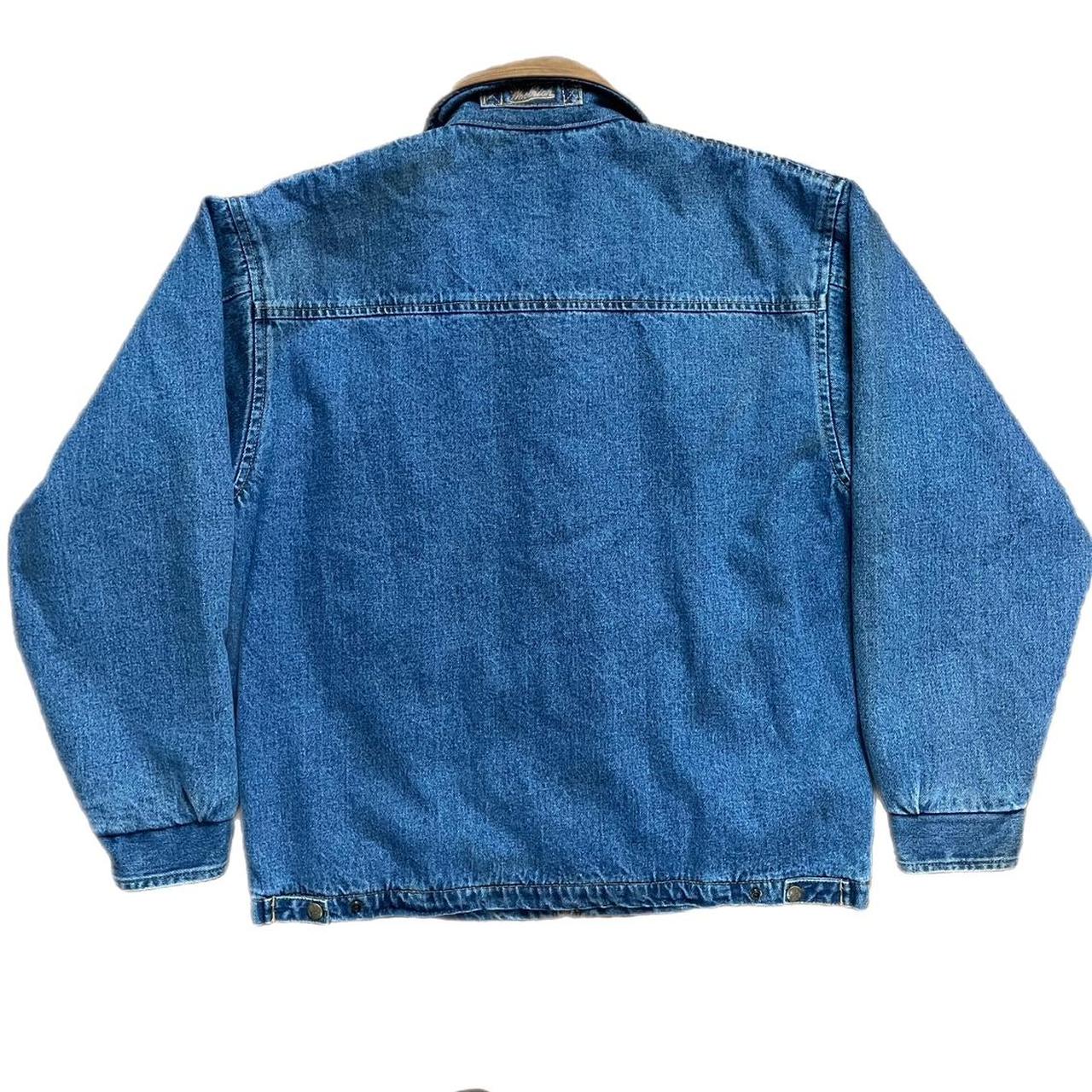 Vintage Woolrich Denim Leather Jacket sz M -faint... - Depop