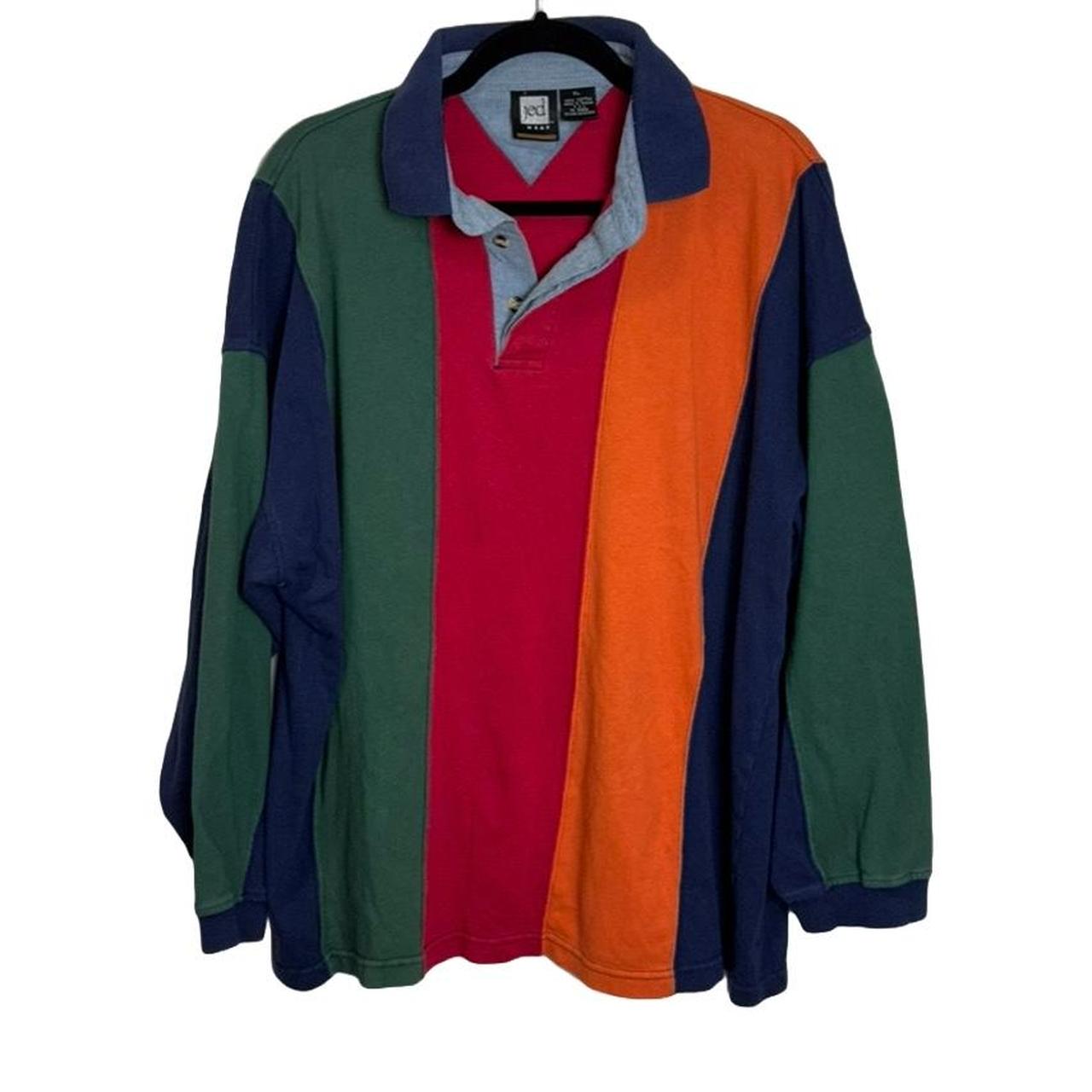 Vintage JED Wear Colorblock Rugby Shirt – XL -no... | Depop