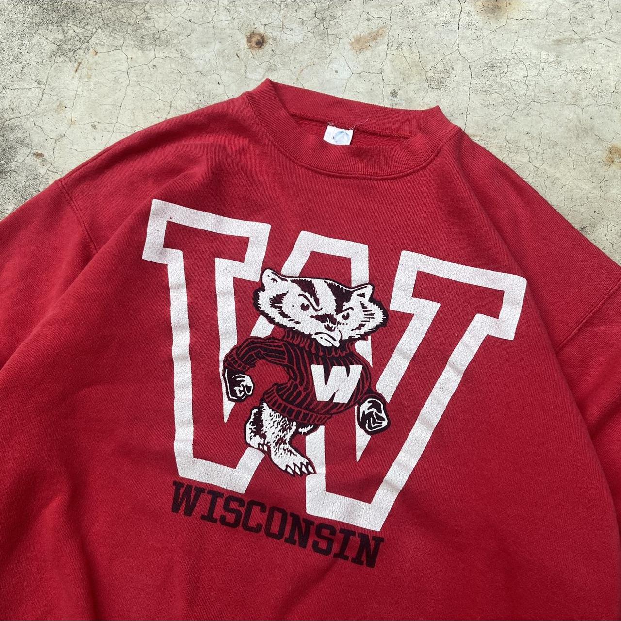 vintage wisconsin badgers sweatshirt 80s college... - Depop