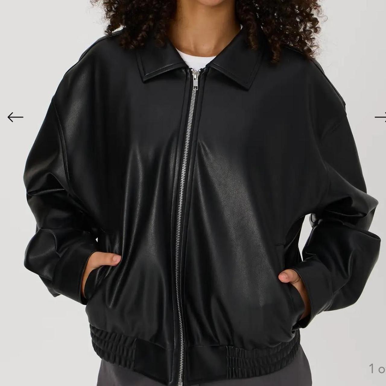 Glassons Faux Leather Bomber Jacket in Black - Depop