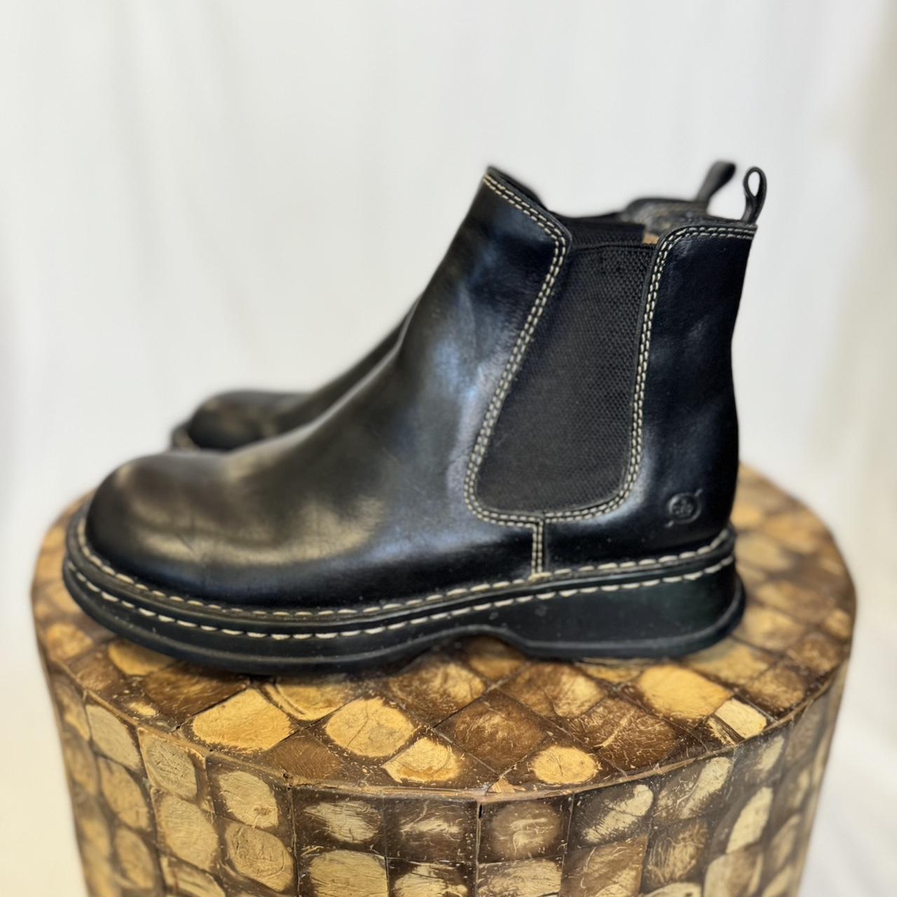 FALINE Black Leather Chelsea Boot by Born - Womens... - Depop