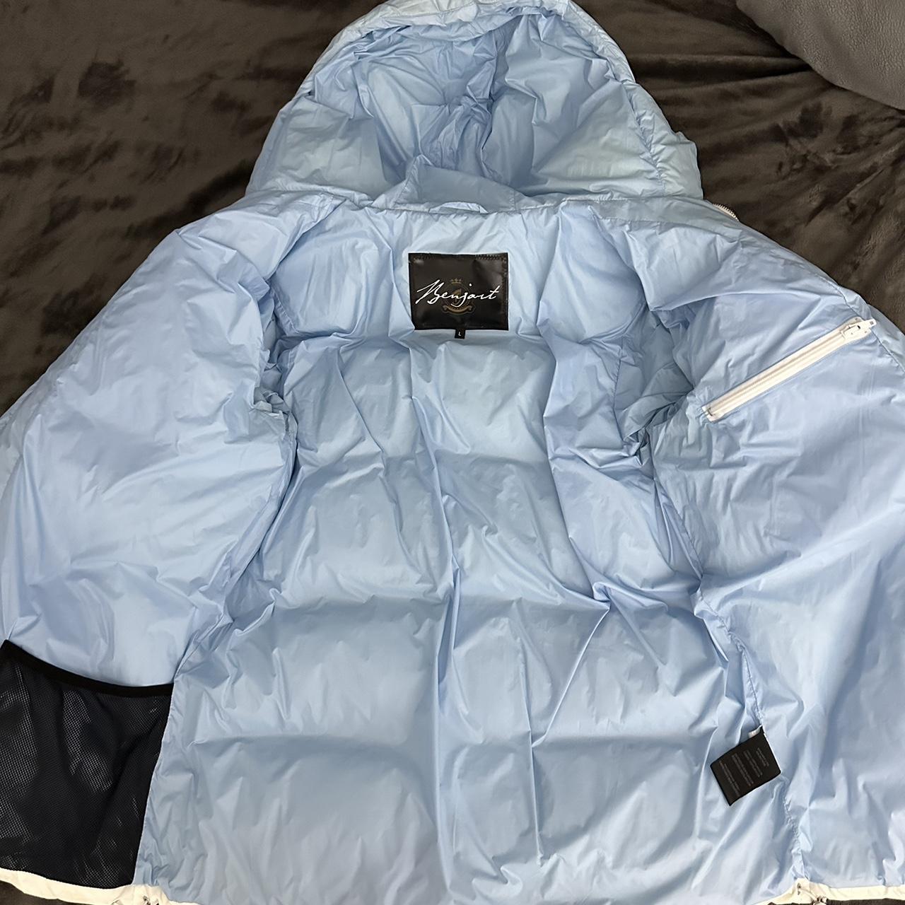 Benjart navy blue and white coat Large Good... - Depop