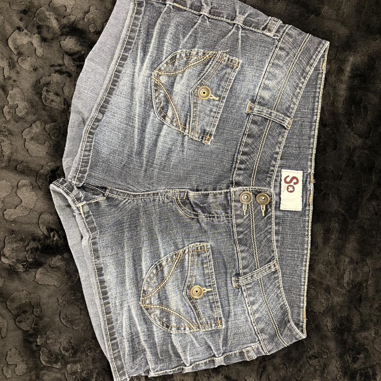 so low rise mini denim shorts... - Depop