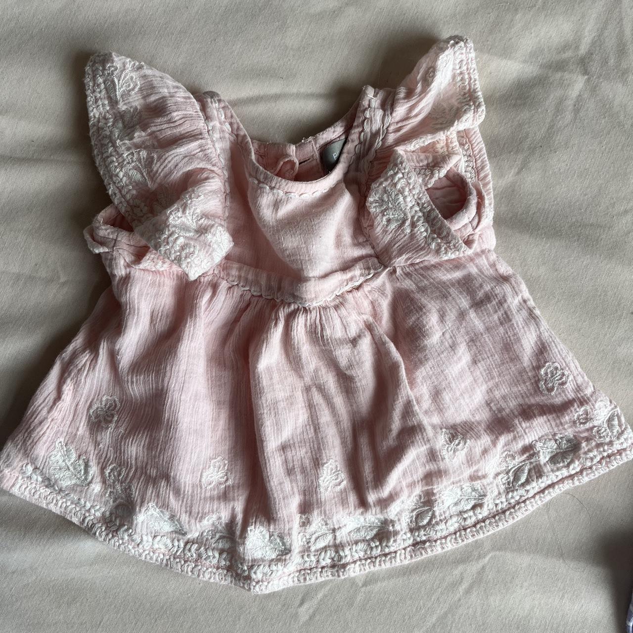 Baby Girl Fringed Blouse - 0-3 months - pale... - Depop