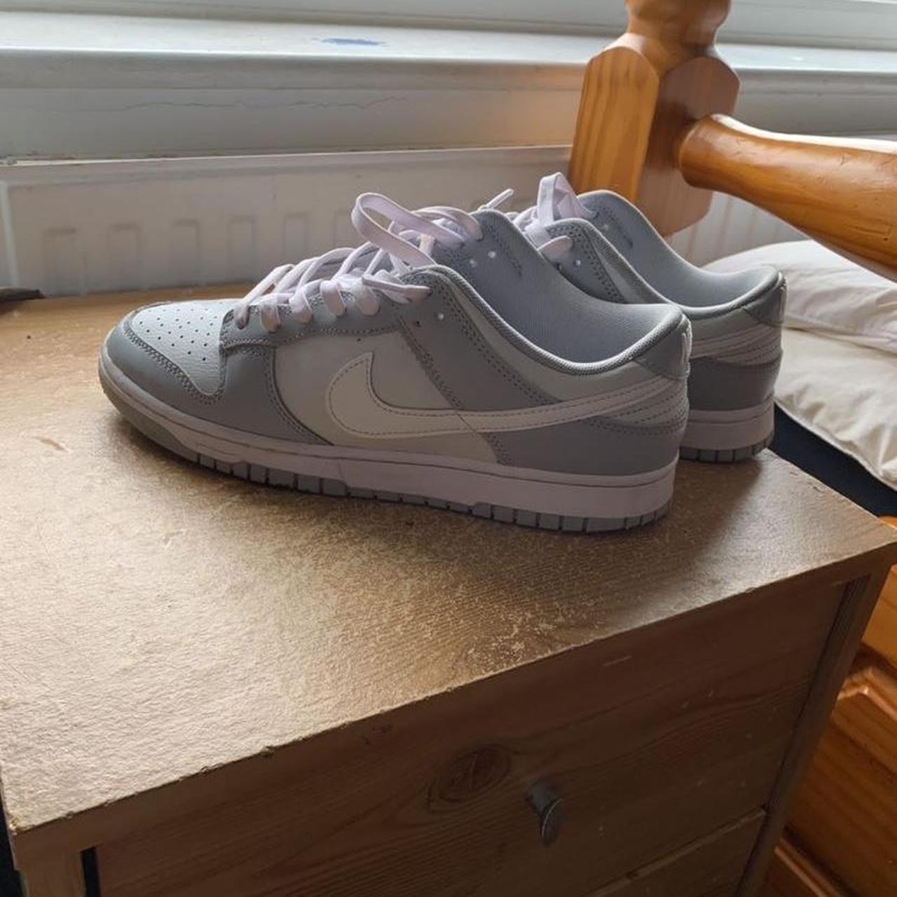 Grey Nike dunks - Depop