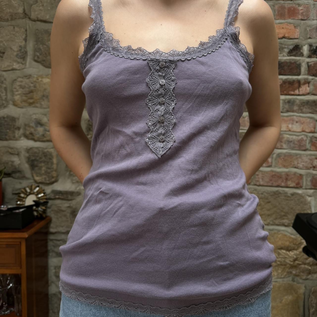 vintage Indigo lavender purple cami top beautiful... - Depop