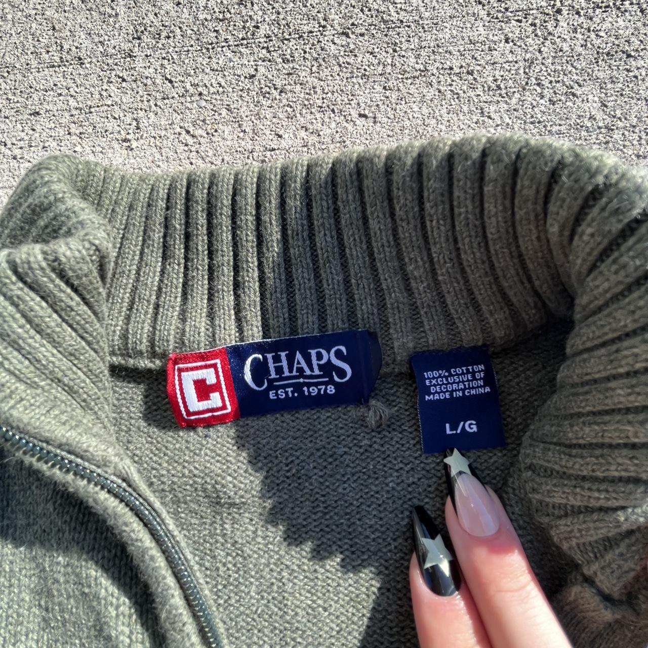 Green sweater Sweater quarter zip Chaps brand Size... - Depop
