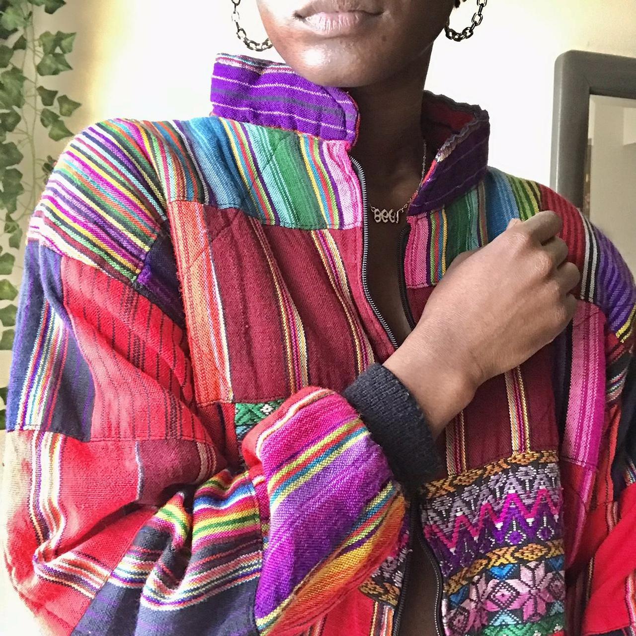Colorful Mexican patchwork jacket. Handmade zip up... - Depop
