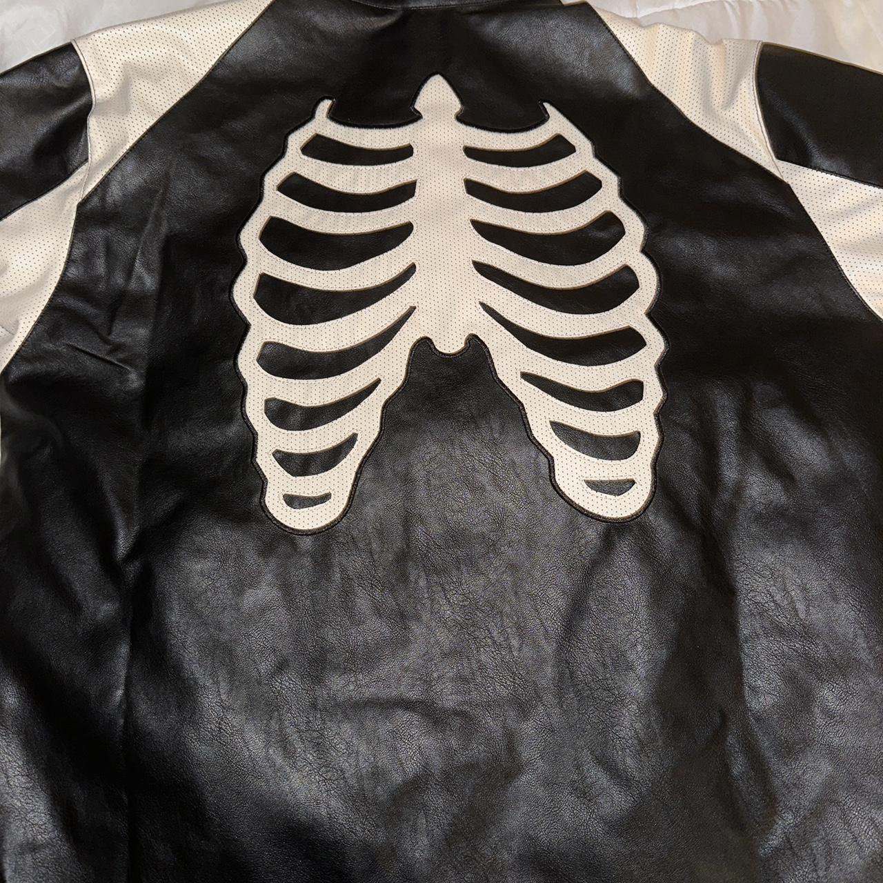 Skeleton motorcycle jacket Faux leather New Size... - Depop