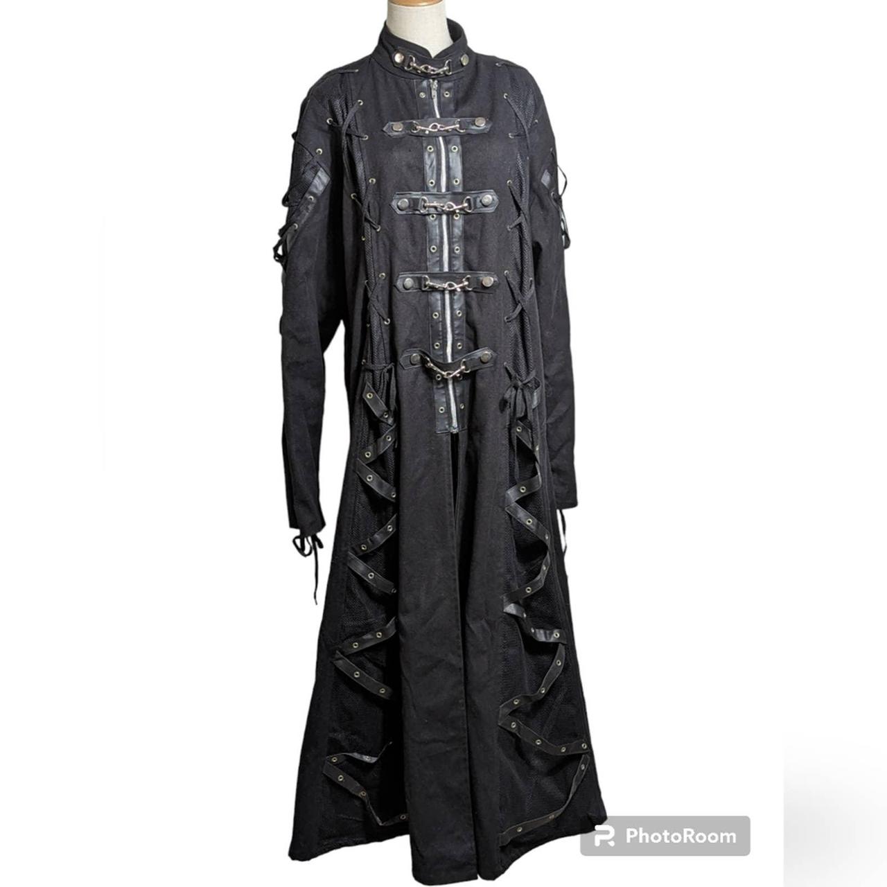 Goth buckle and lace up coat. Matrix and Hellraiser... - Depop