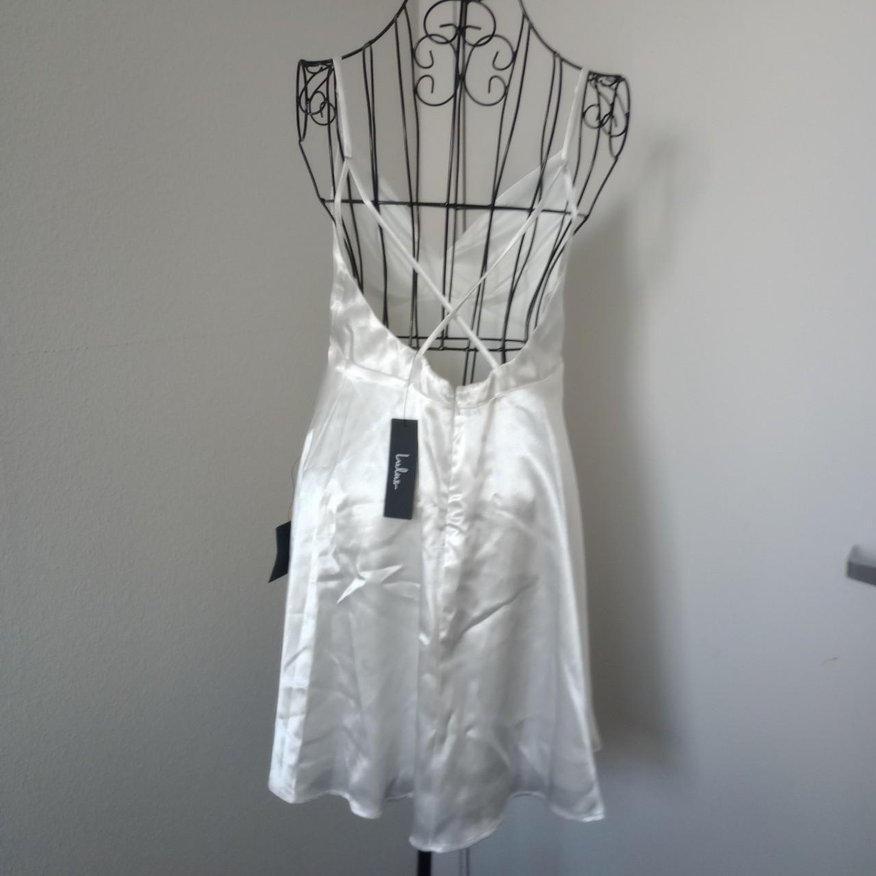 Lulu's Happily Yours Ivory Satin Skater Mini Little... - Depop