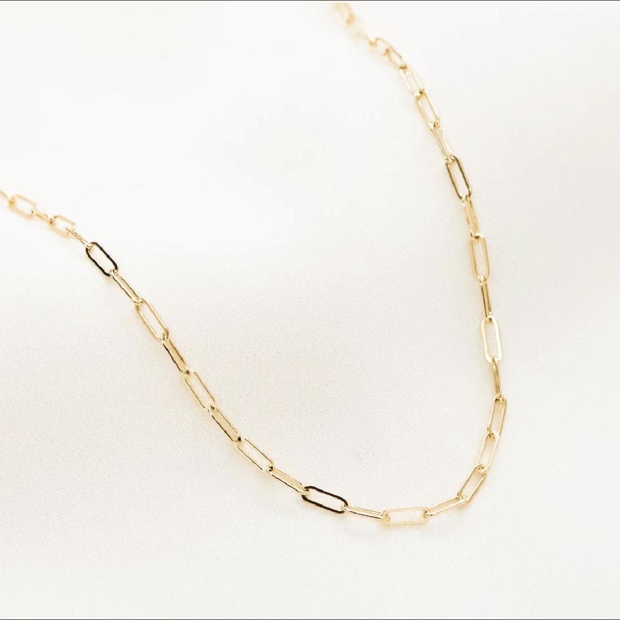 14K gold plated paper clip chain made with gold... - Depop