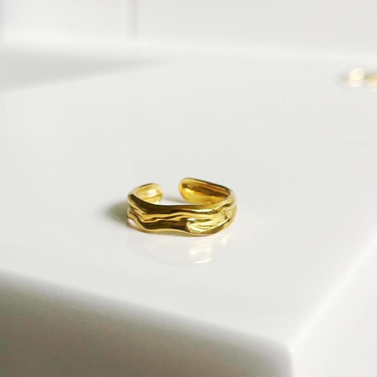 wavy gold ring ~ 14k gold plated stainless... - Depop