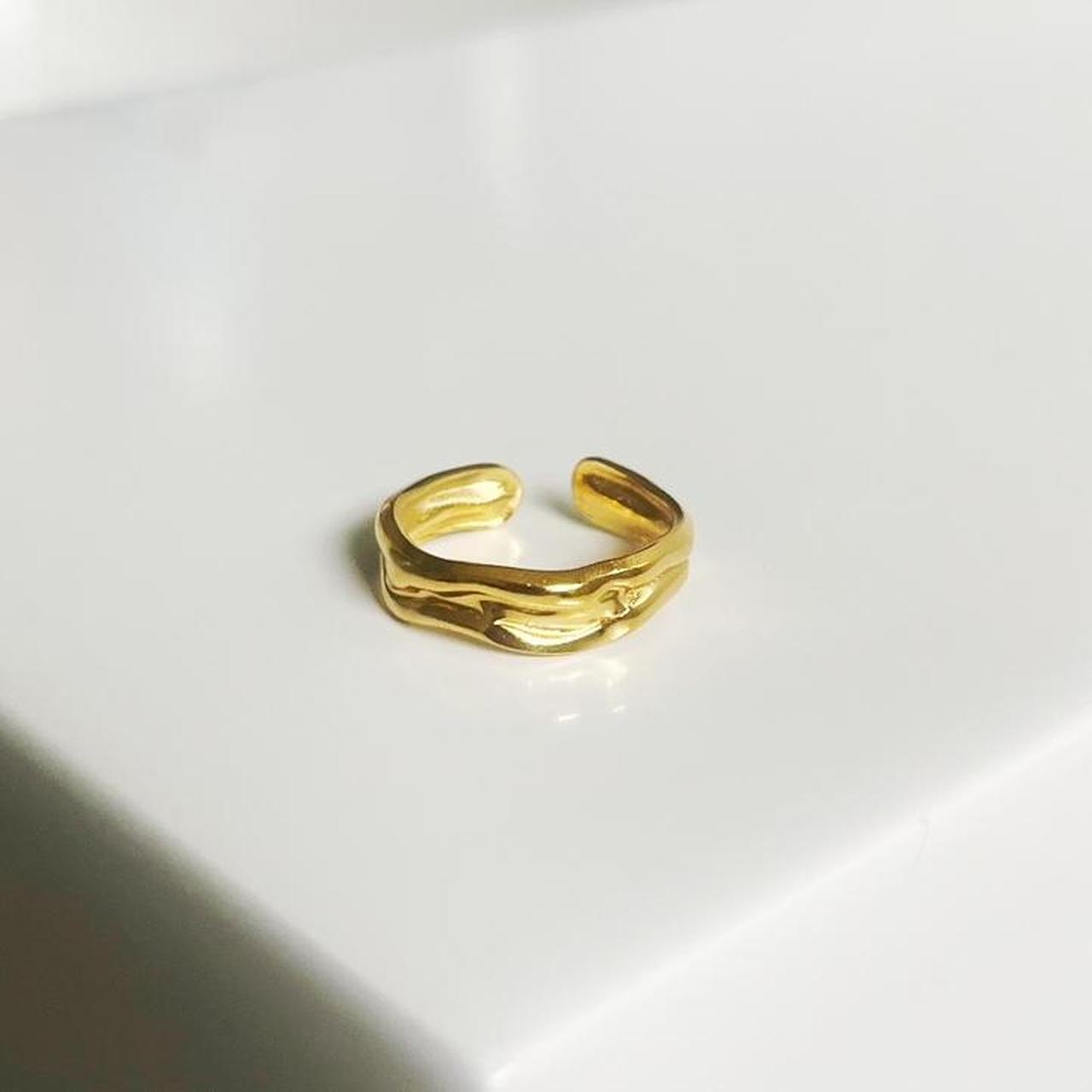 wavy gold ring ~ 14k gold plated stainless... - Depop