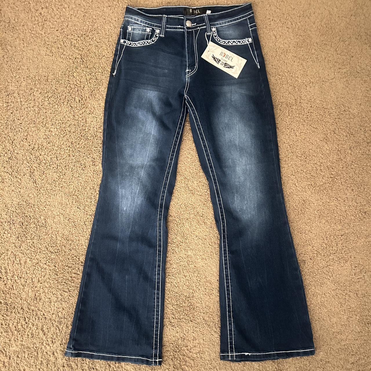 denim flared super cutie angel jeans ! size 15/30... - Depop