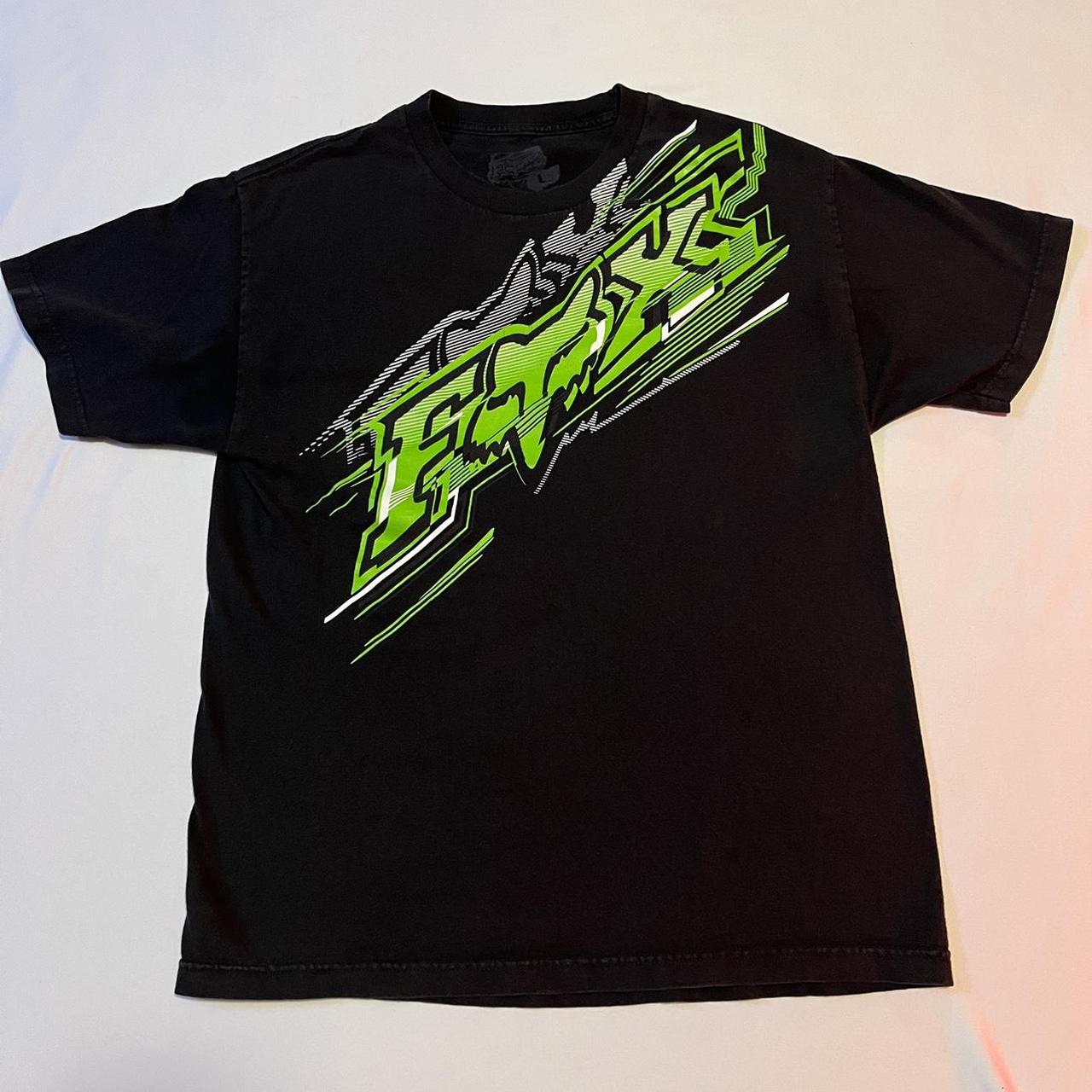 Fox Racing Men's Green and Black T-shirt | Depop
