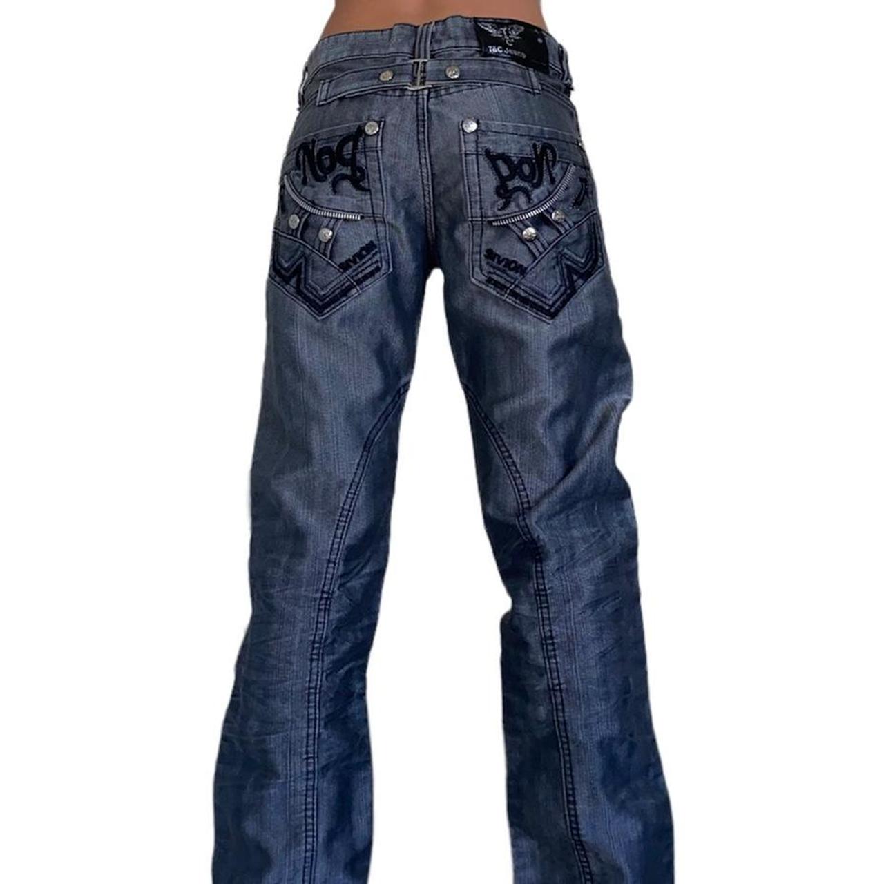 2000s mens studded jeans cool details - embroidery... - Depop