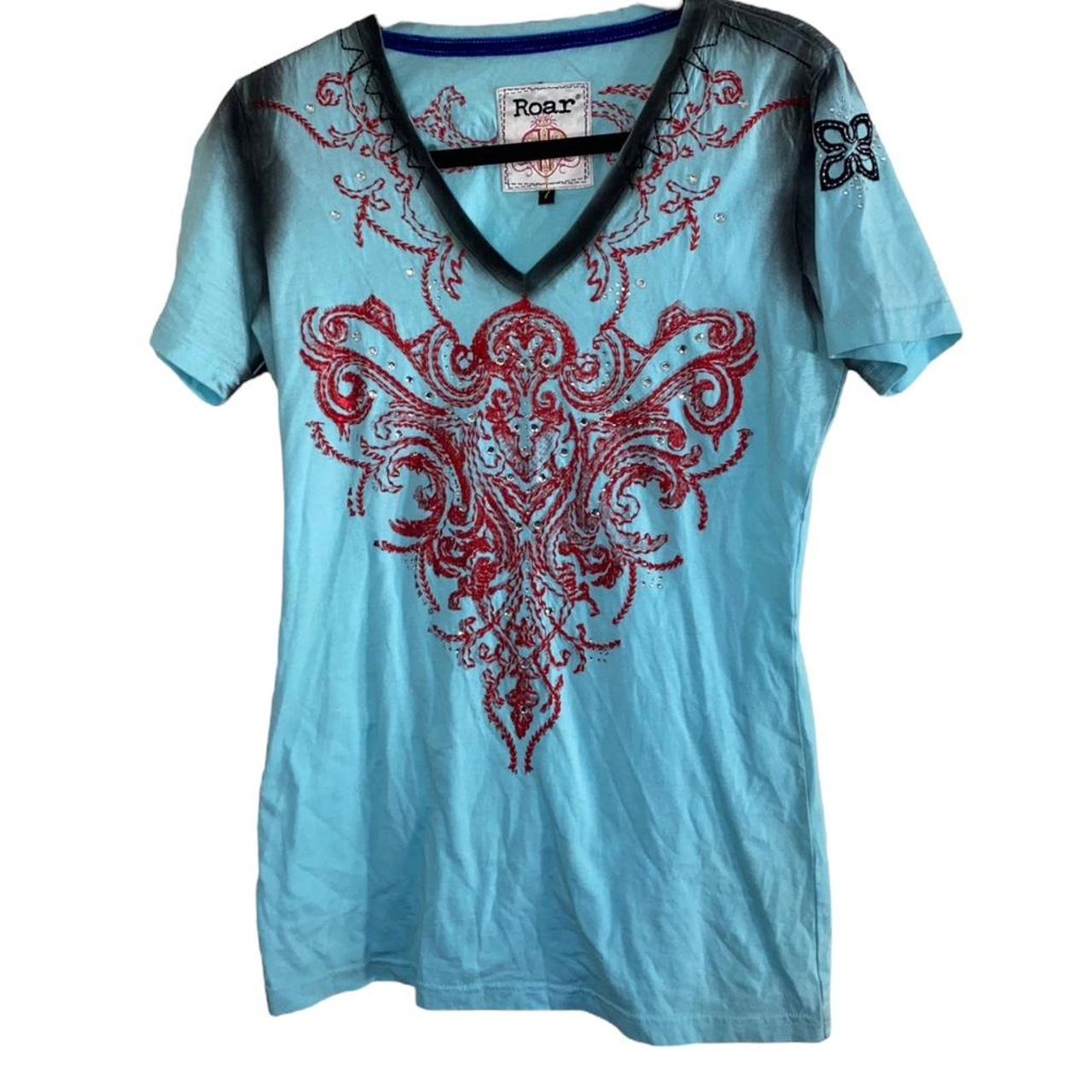 y2k rhinestone top very pretty embroidered... - Depop