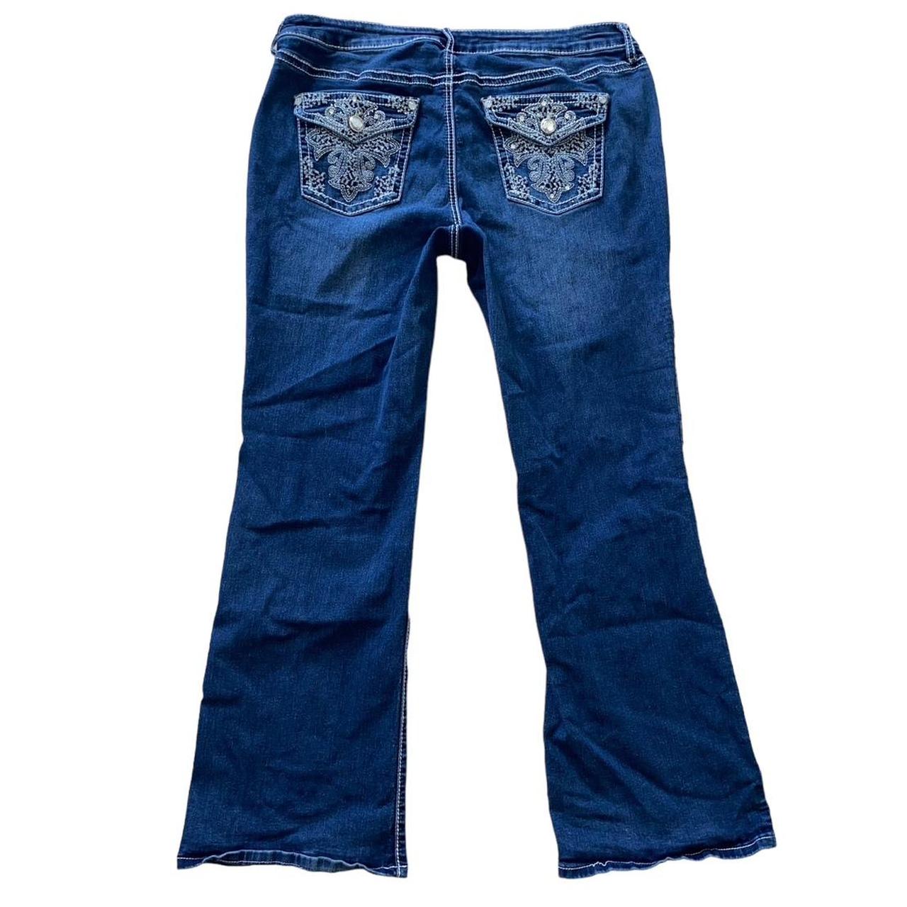 grunge y2k rhinestone jeans bedazzled crosses nice... - Depop