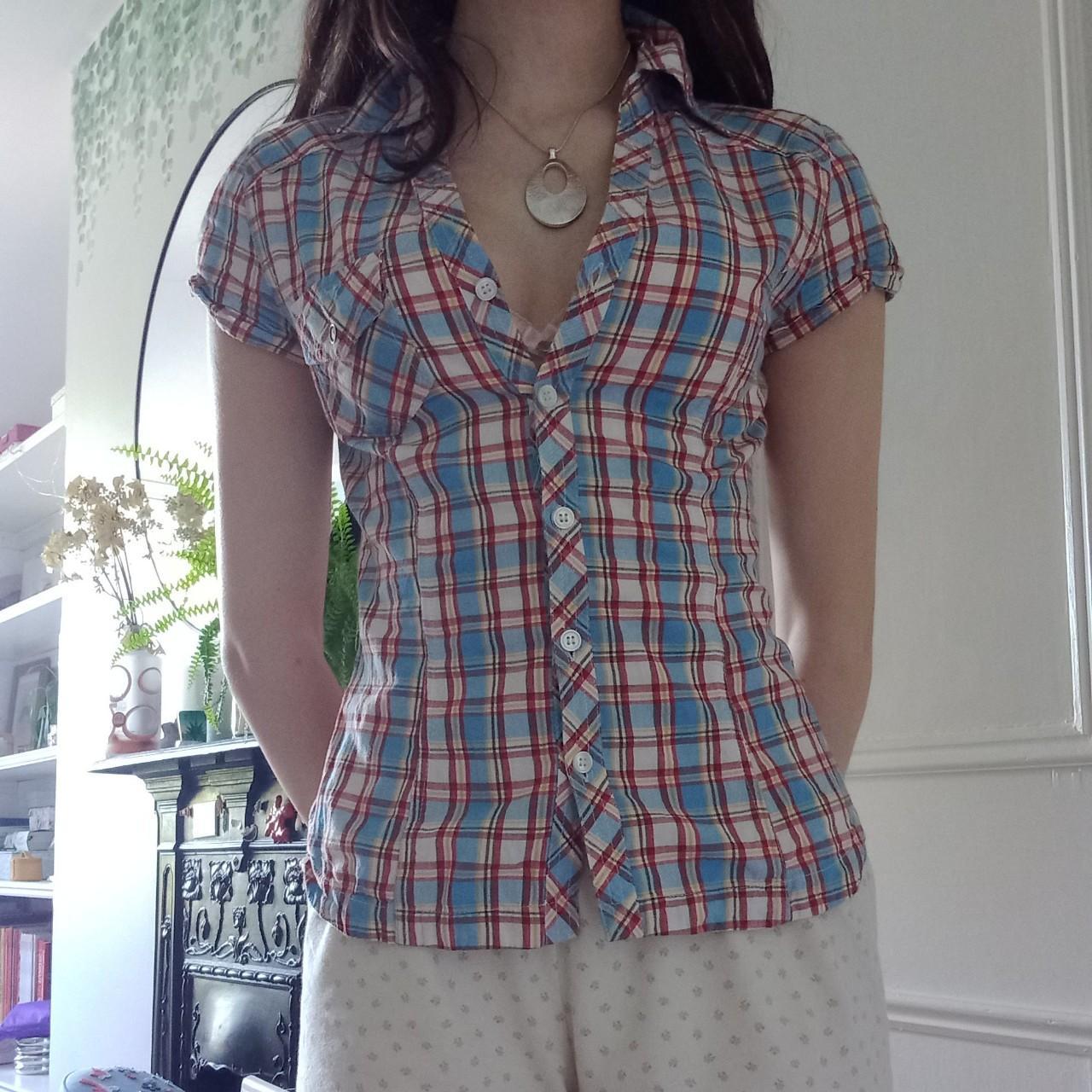 Beautifully fitted red blue and yellow checked shirt... - Depop