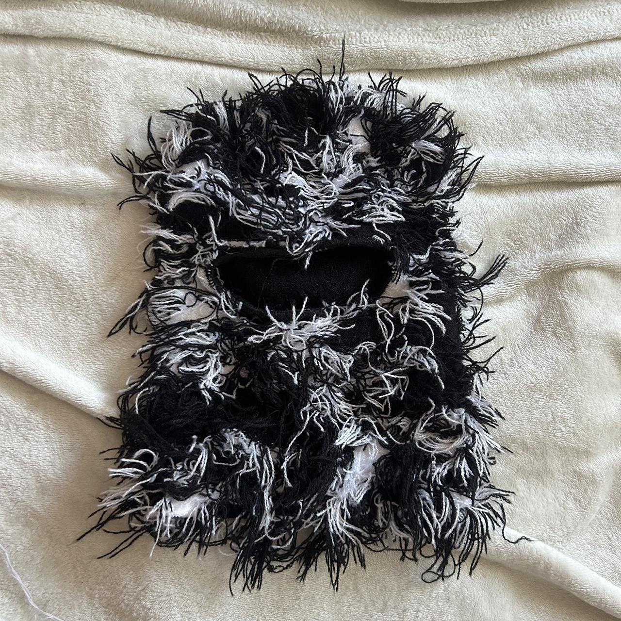 Black and white fuzzy mask - perfect for a rave or... - Depop