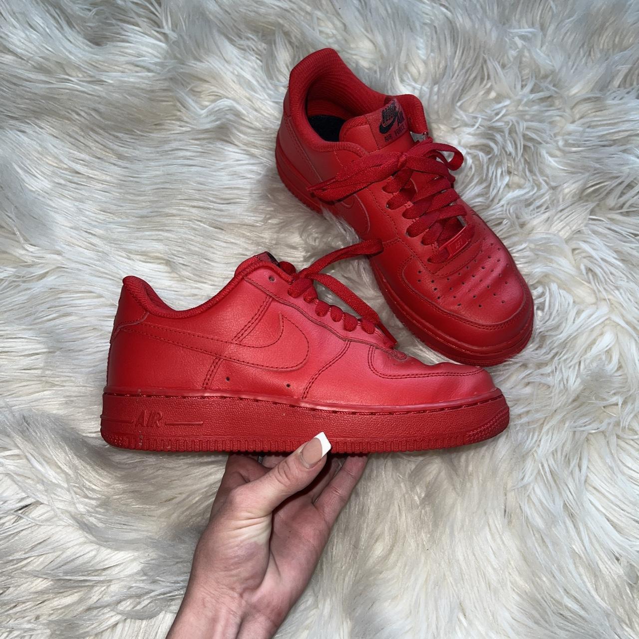 Red Nike Air Force ones Red af1 Good condition Size... - Depop