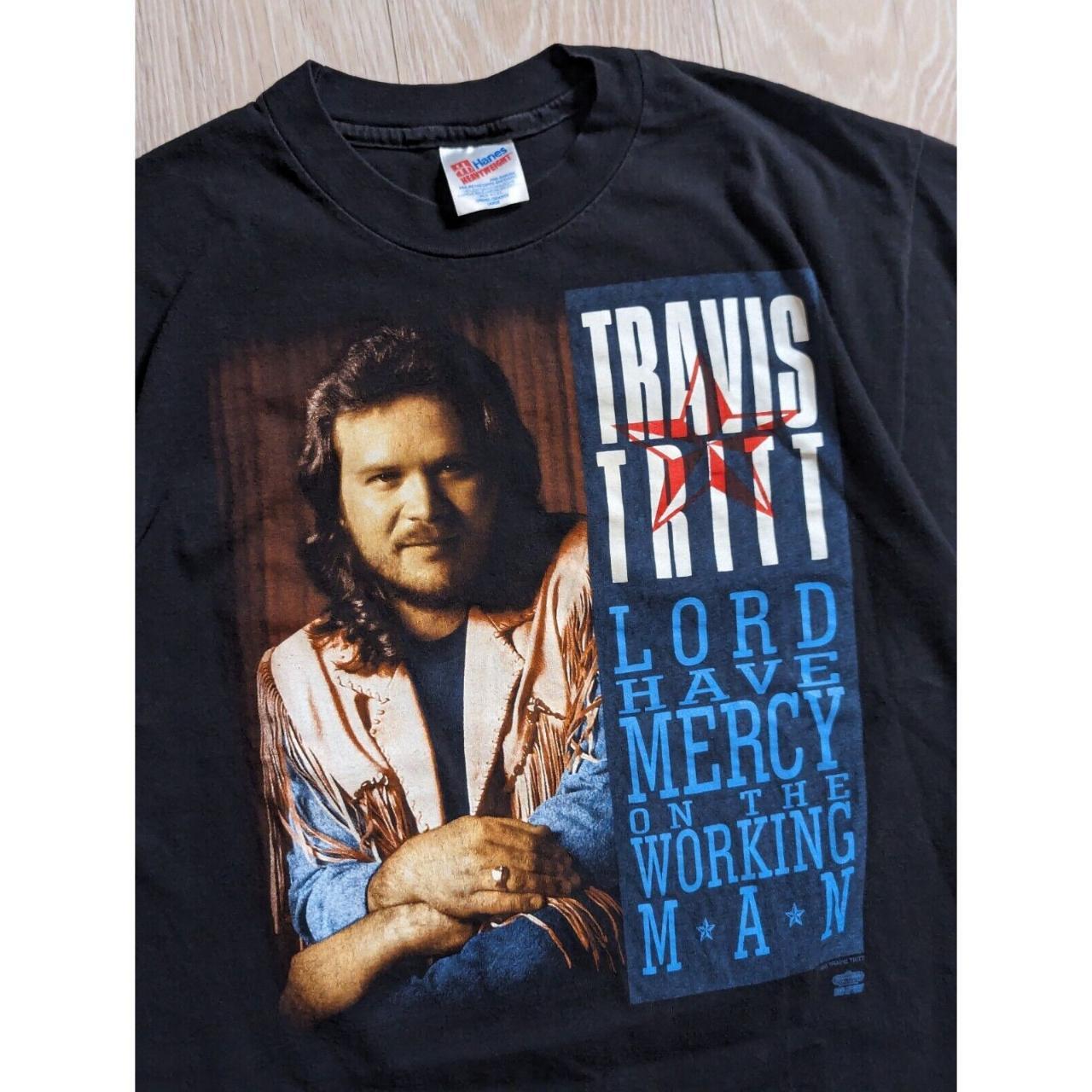 Hanes Vintage 90s Travis Tritt Black Graphic Country... - Depop