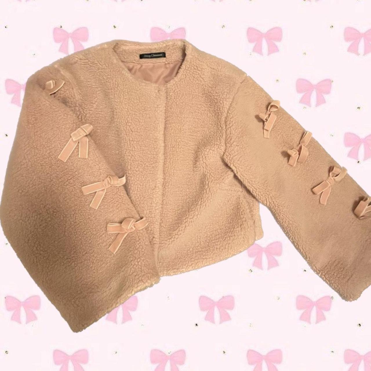 honey cinnamon oversized jacket with bows on the... | Depop