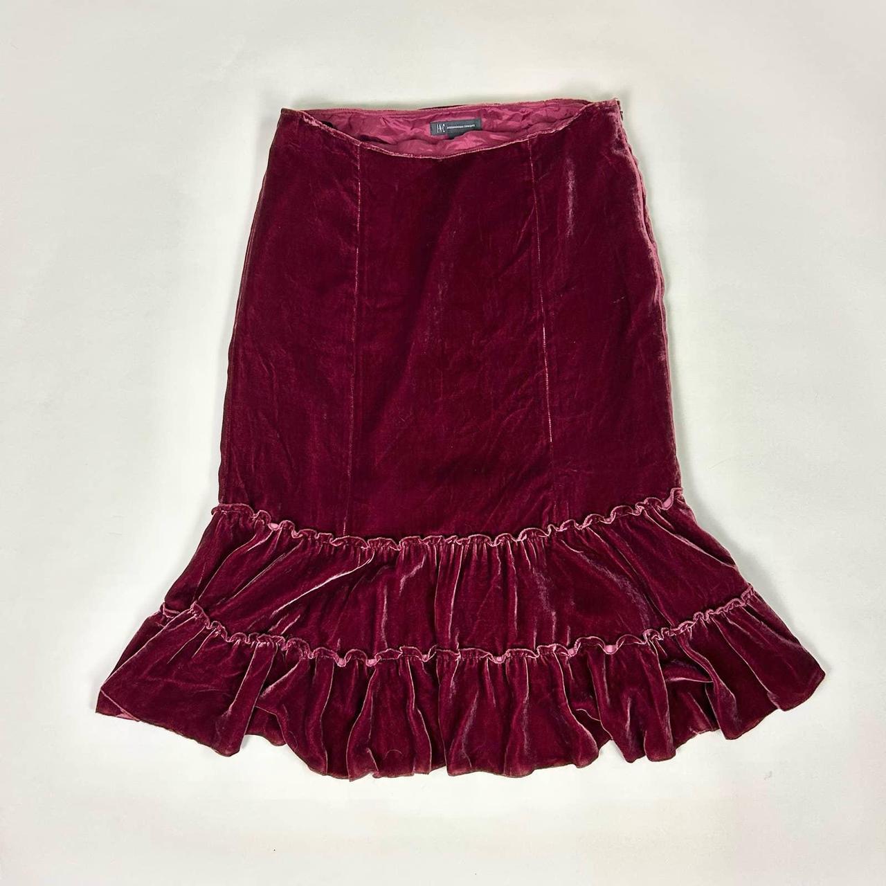 Y2k Vamp Velour skirt Y2k wine red velour vamp midi... - Depop