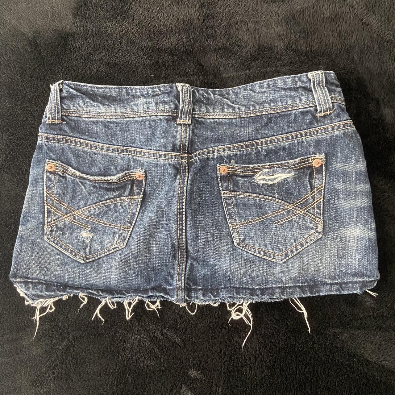 Micro Mini Skirt Denim Distressed Low Rise Micro... - Depop