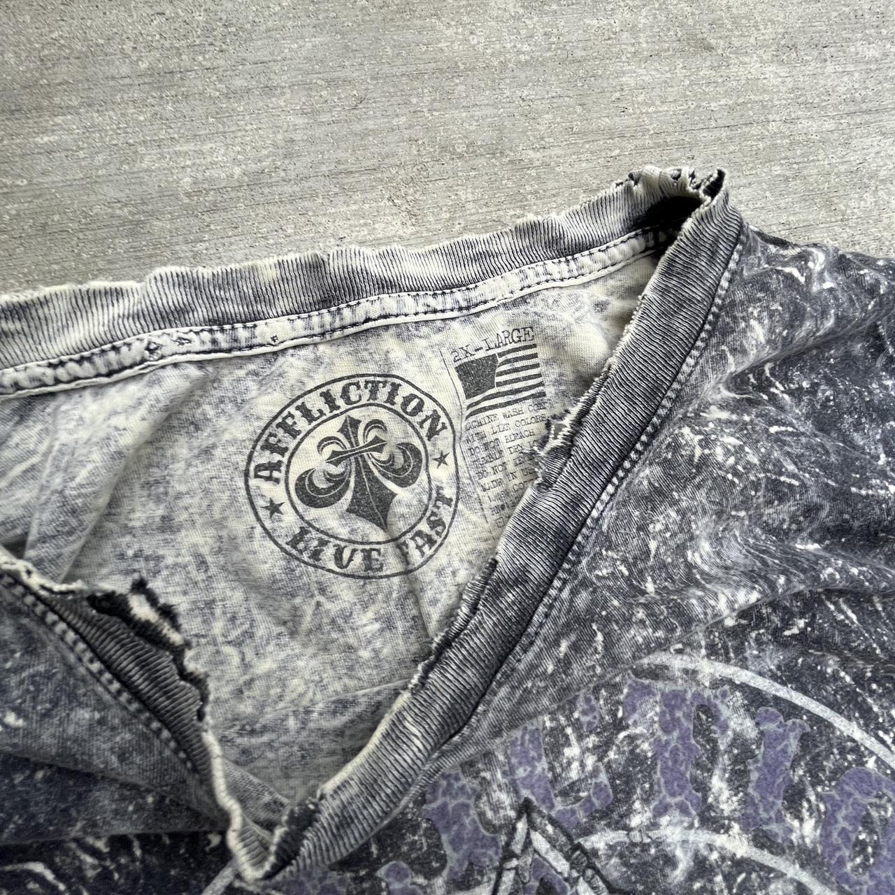 Cyber Y2k emo goth grunge distressed affliction aop... - Depop