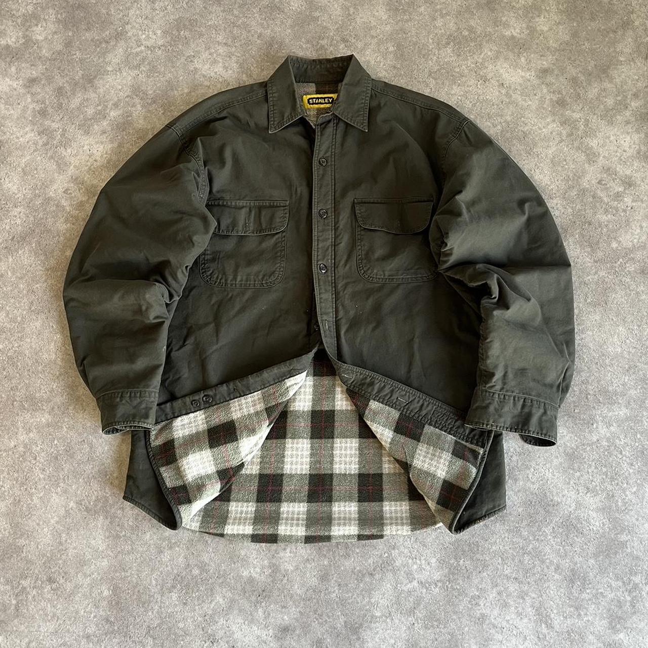Y2k forest green Stanley flannel lined outdoor... - Depop
