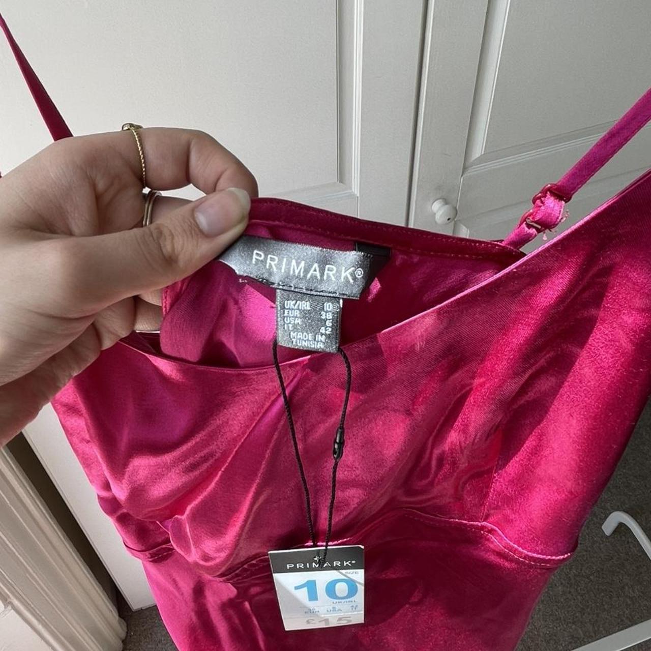 Primark satin hot pink maxi dress Size 10 - brand... - Depop