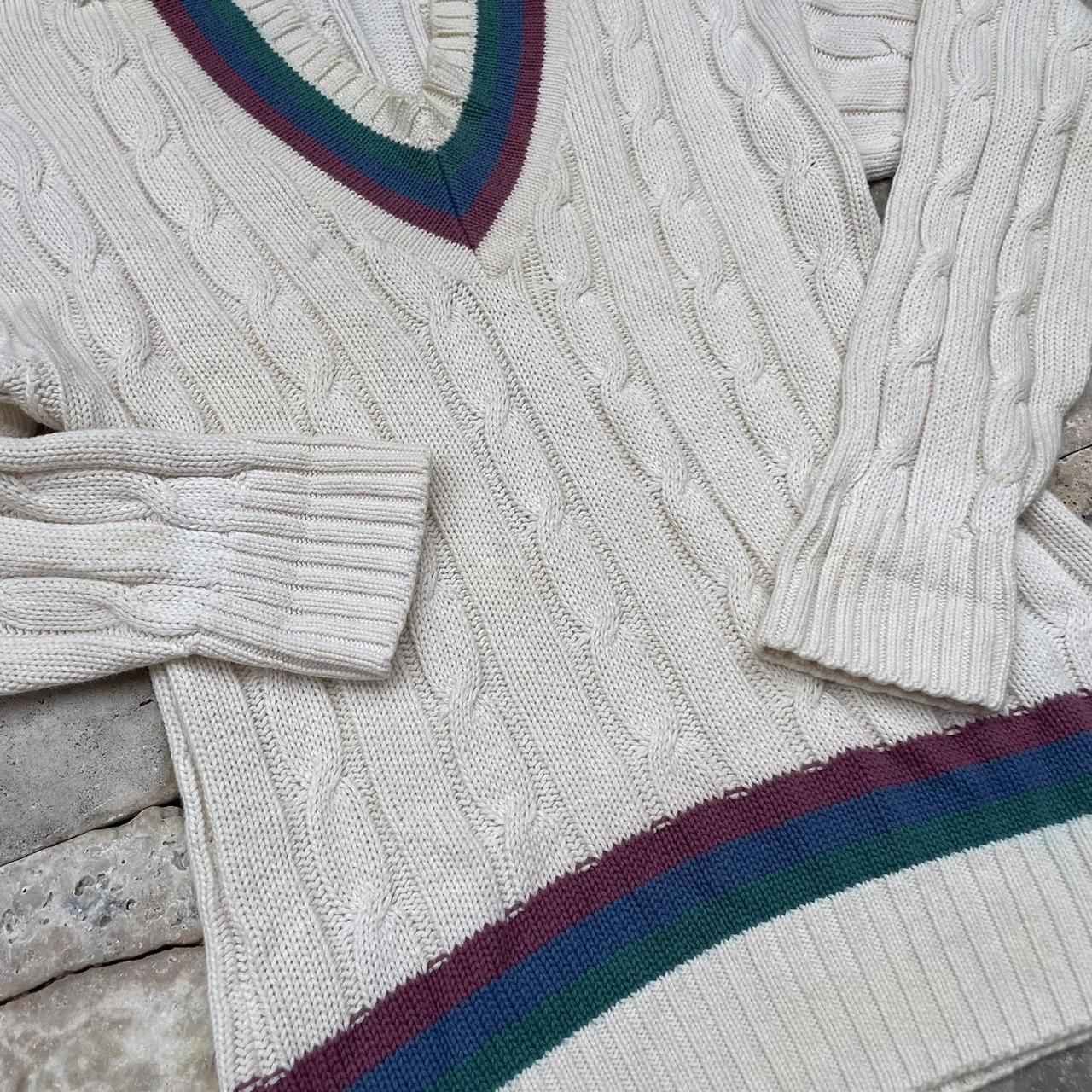 Vintage Varsity V Neck Knit Sweater Depop