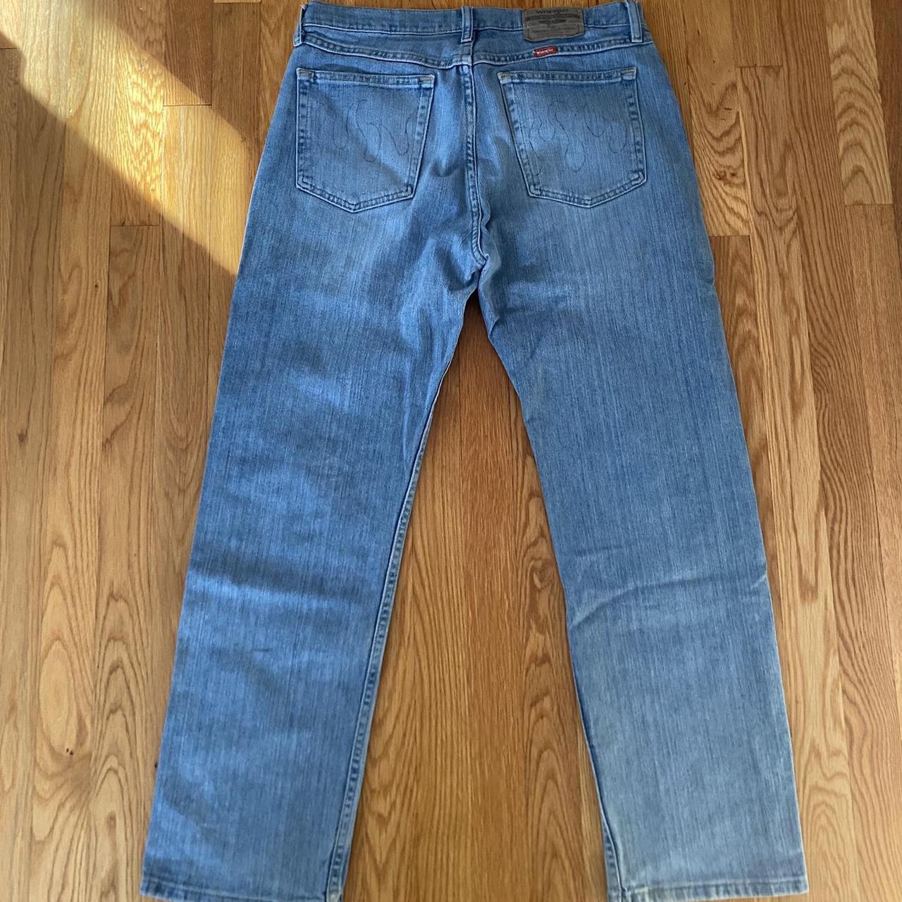 33x30 Wrangler jeans. Custom back pockets. Worn a... - Depop