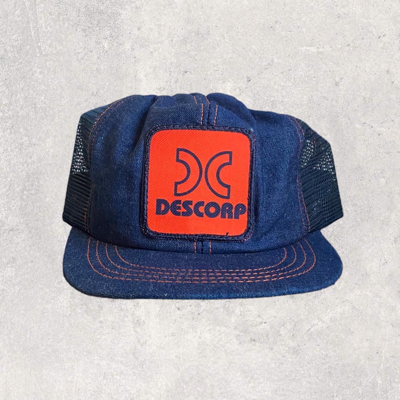 Men's Navy and Orange Hat | Depop