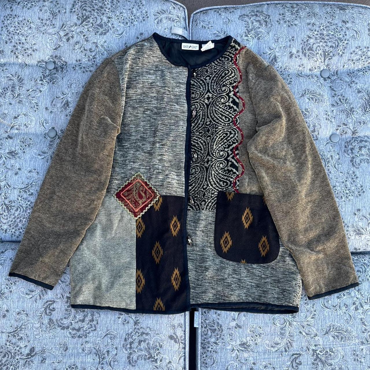 1990’S FUNKY BOHO PATCHWORK JACKET By “White Stag”... - Depop