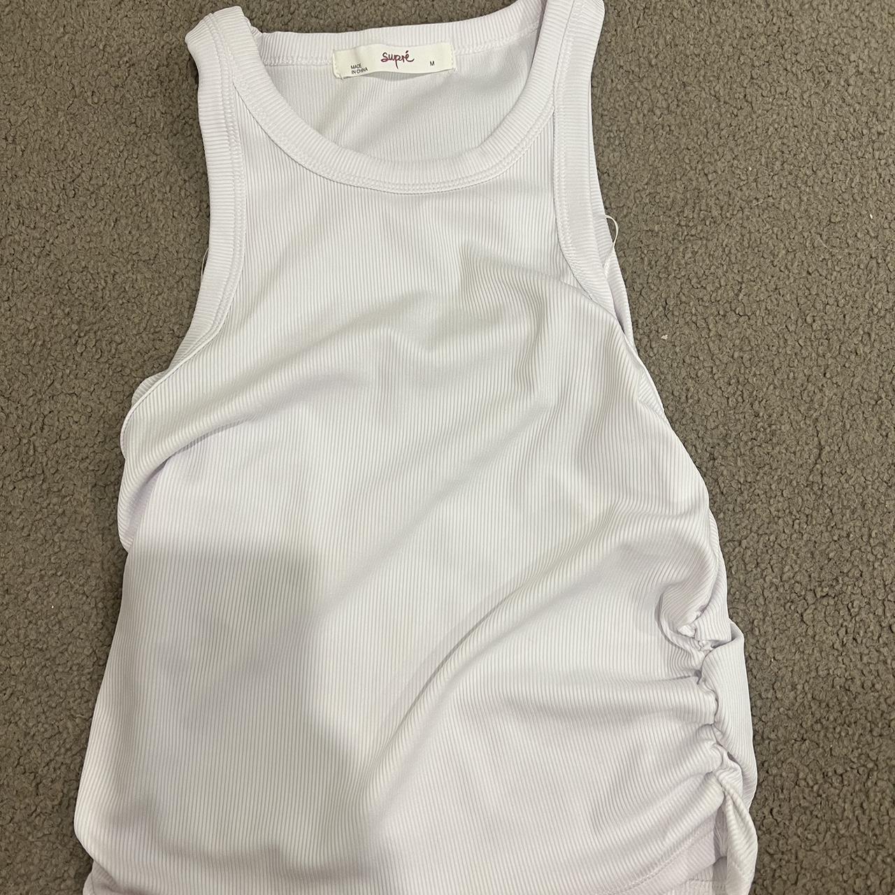 White basic singlet top with ruched sides. Perfect... - Depop