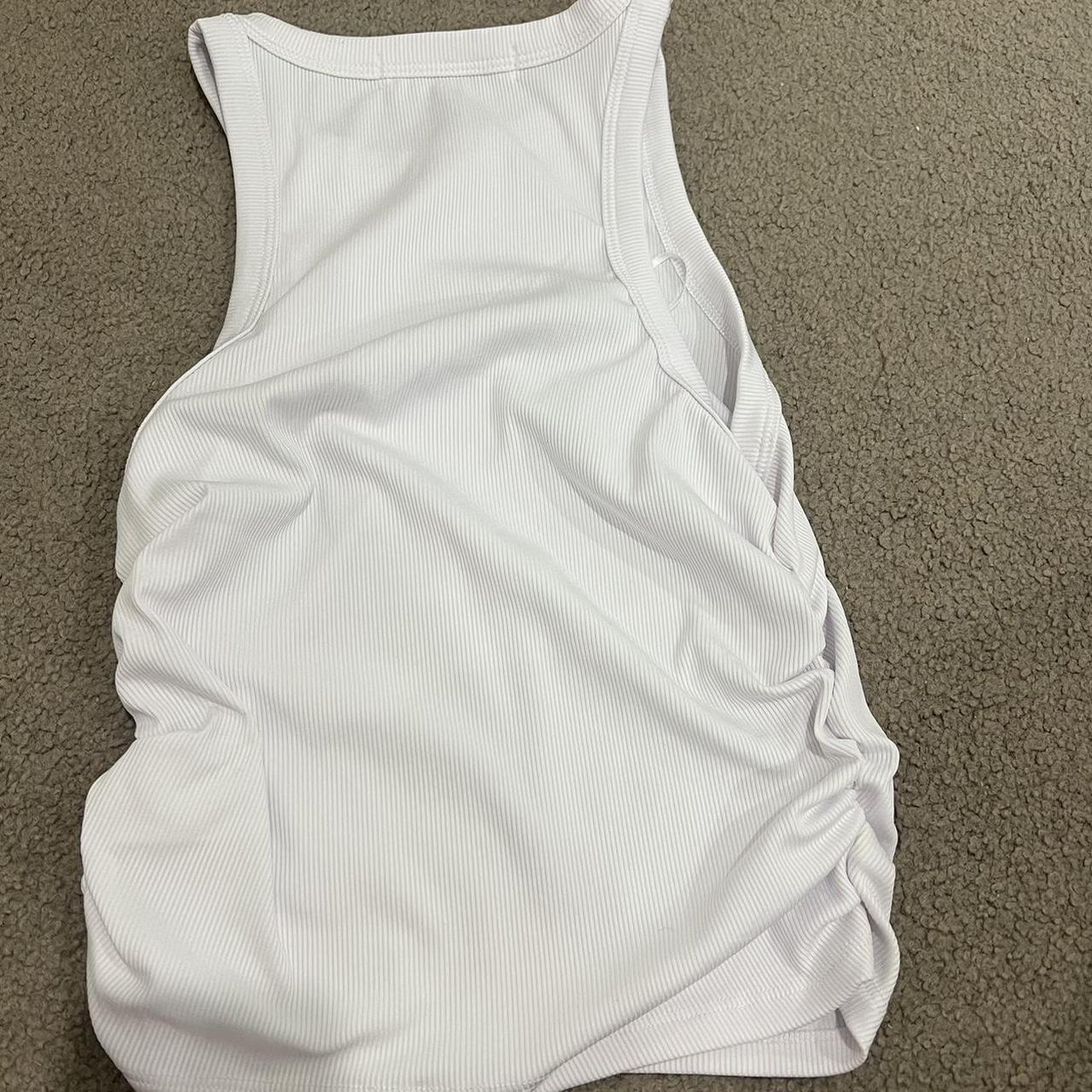 White basic singlet top with ruched sides. Perfect... - Depop