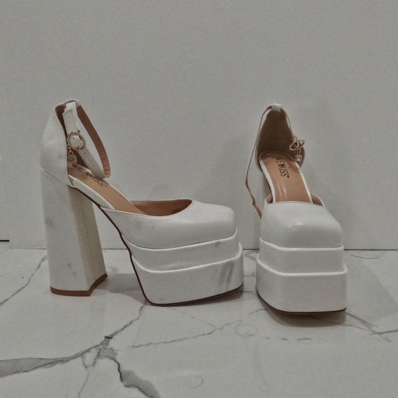 White and cream platform heels. US 6 , EU 36 scuffed... - Depop