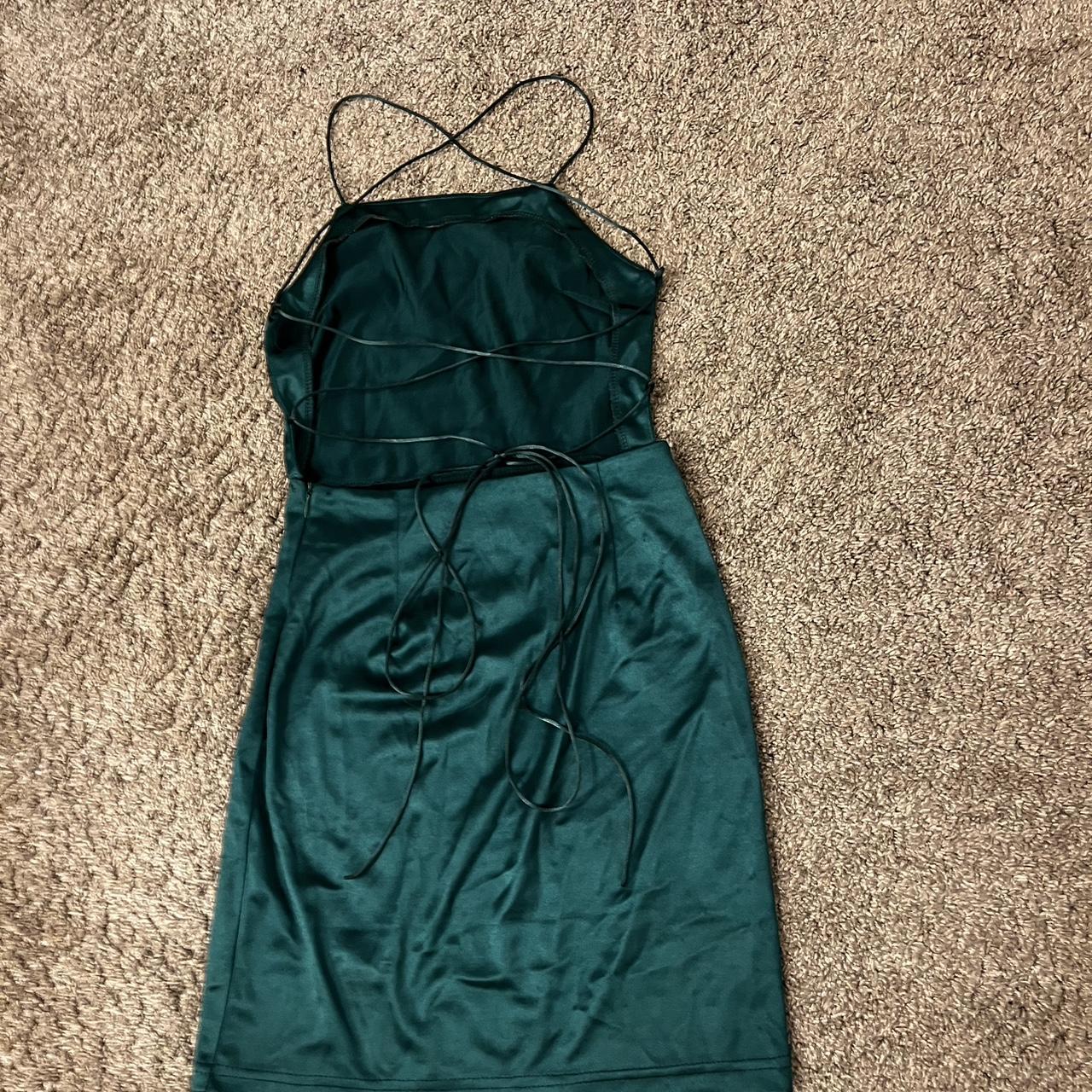 plt backless green silk dress - Depop