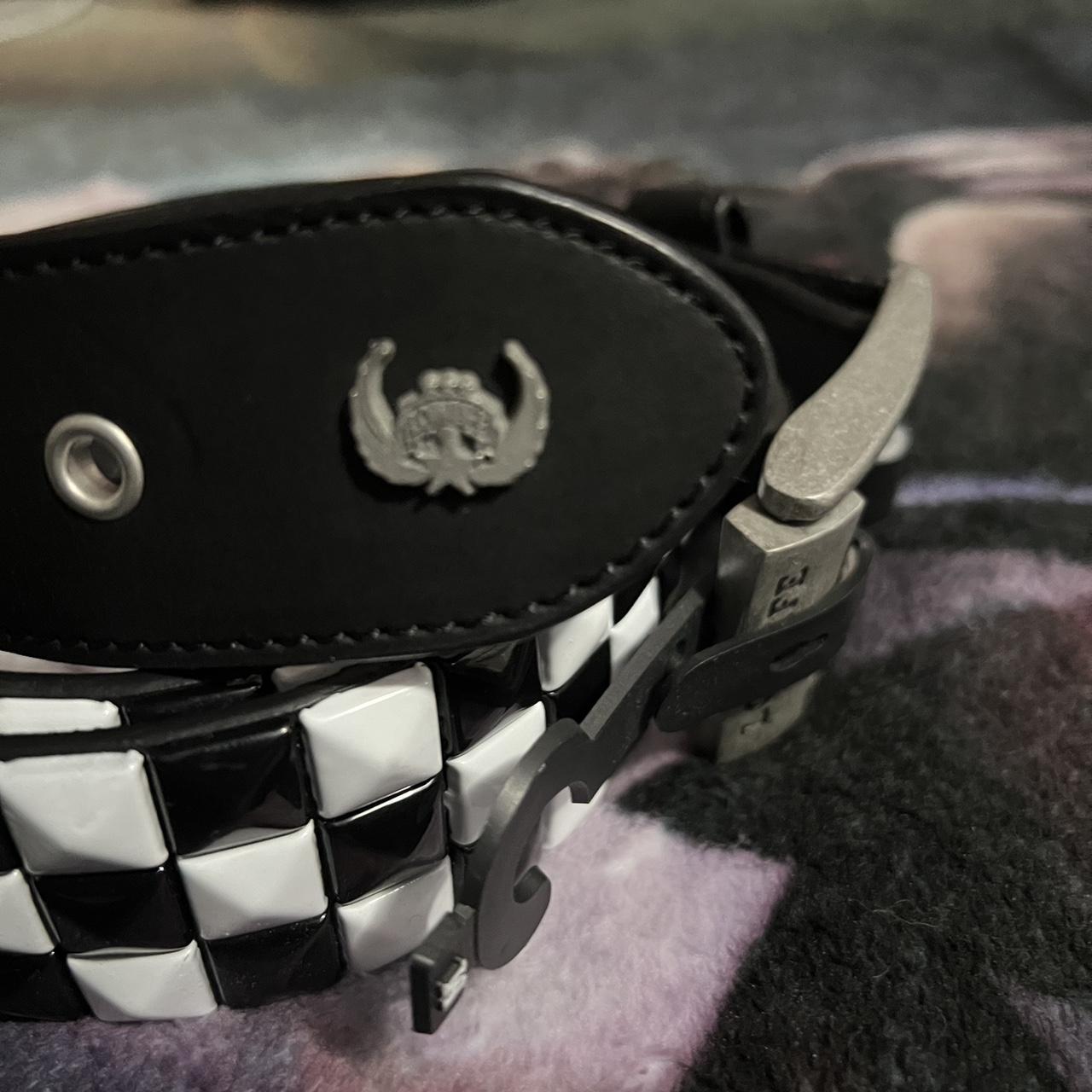 Studded Checkered ‘Low Life’ Belt Brand new Size... - Depop
