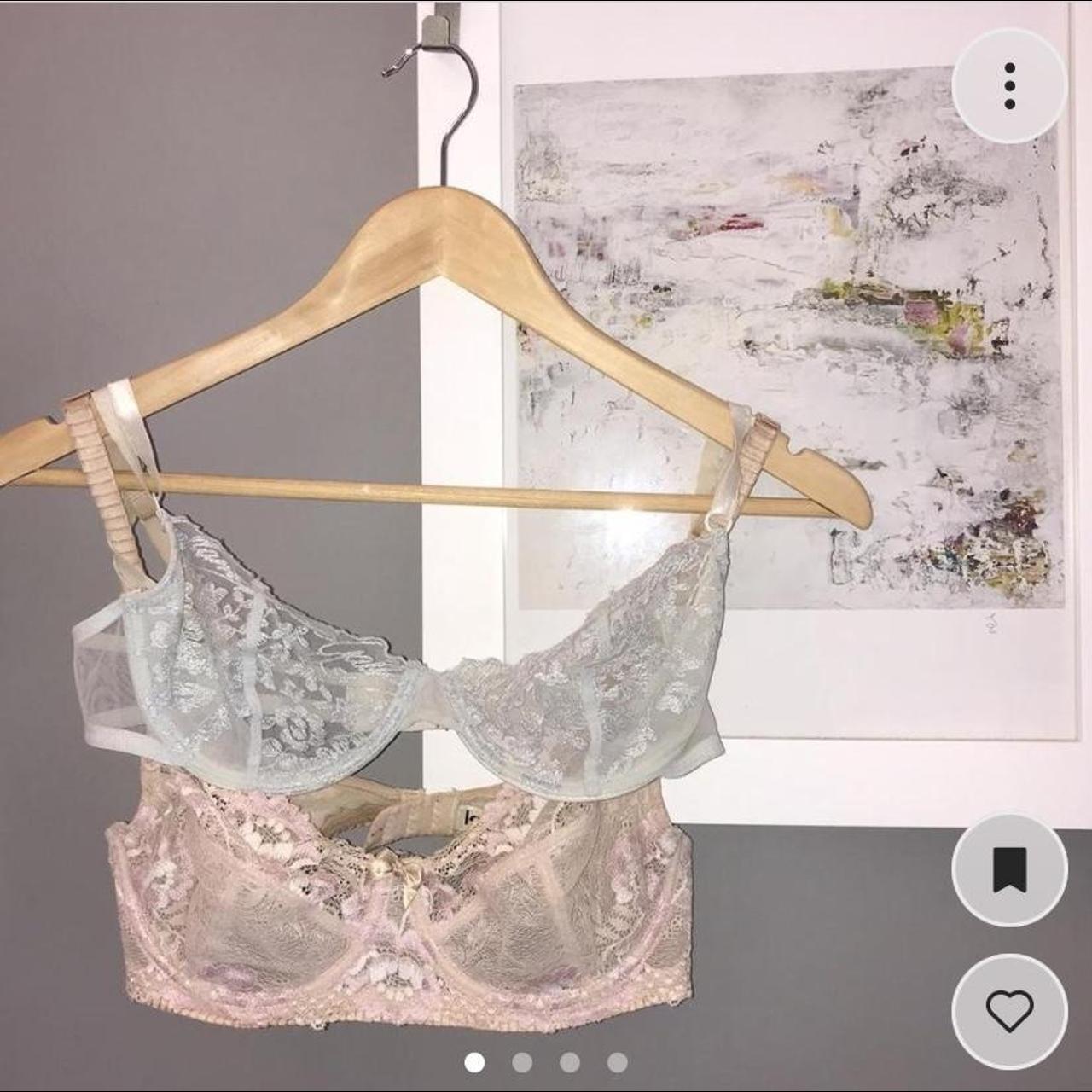 2 bras bundle beautiful lace vintage bras pink and... - Depop