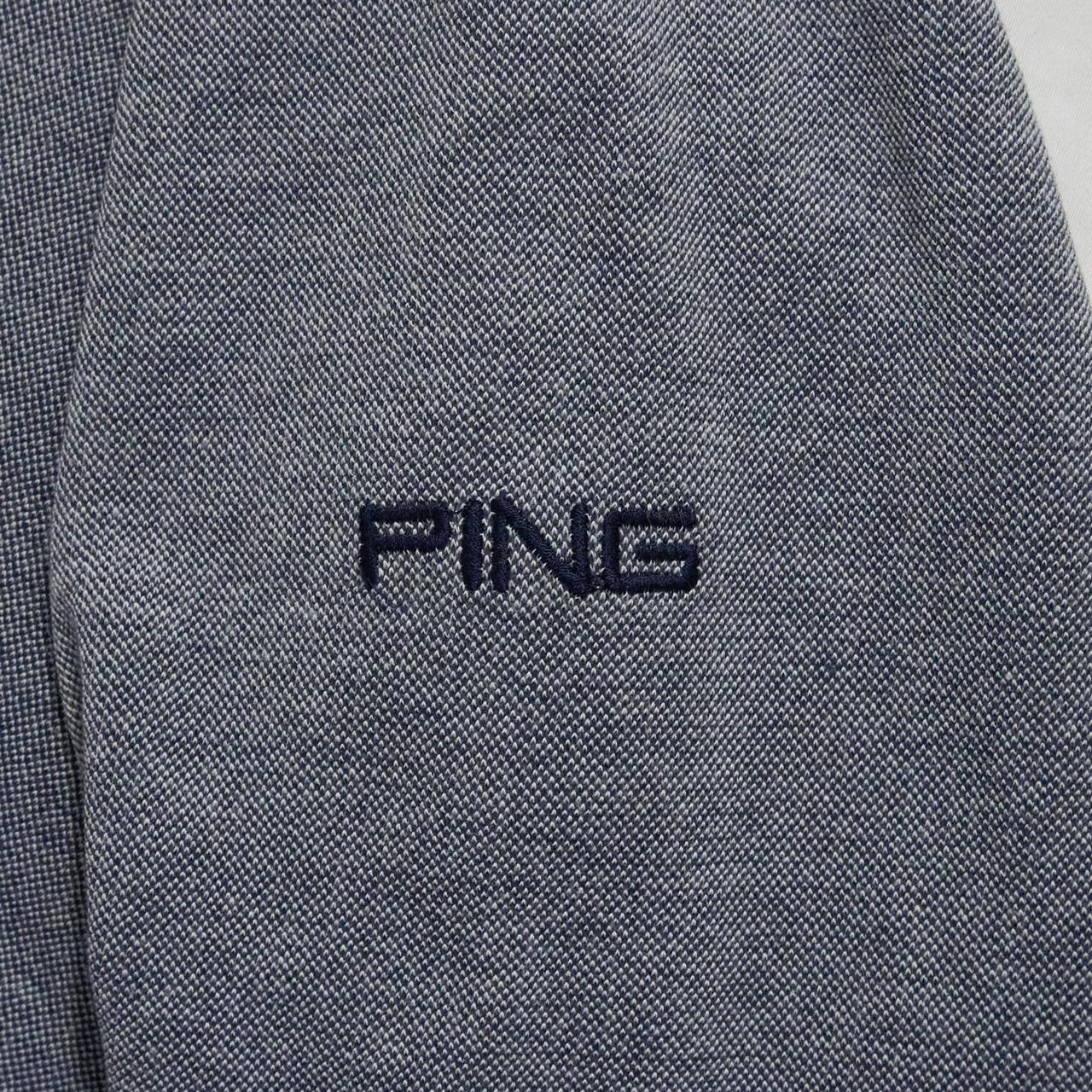 Ping Men's Blue White Vintage V-Neck Ping Man... - Depop