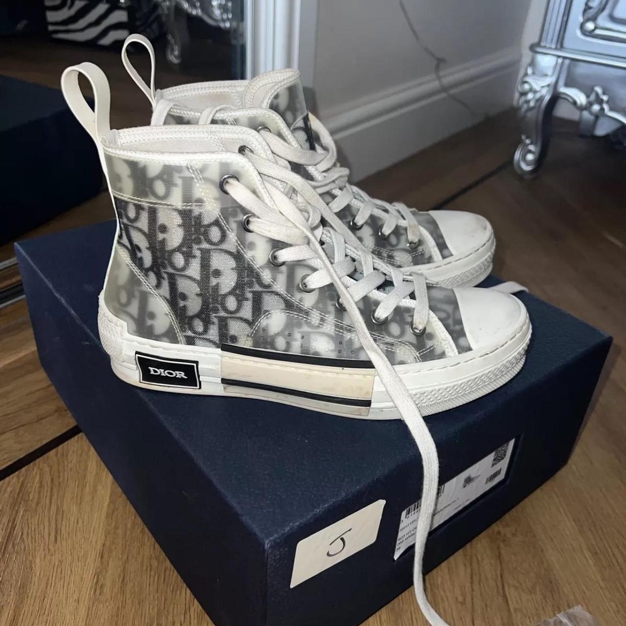 dior high top converse size 3.5 100% authentic paid... - Depop