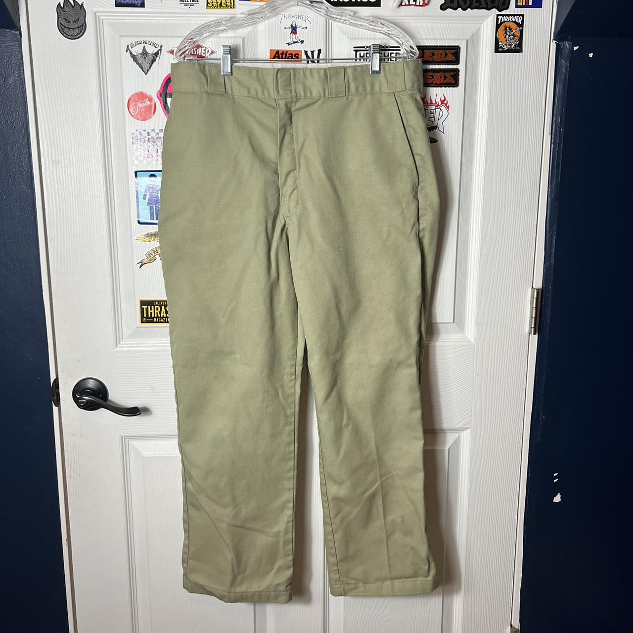 Dickies khaki baggy skateboard pants Wide leg baggy... - Depop