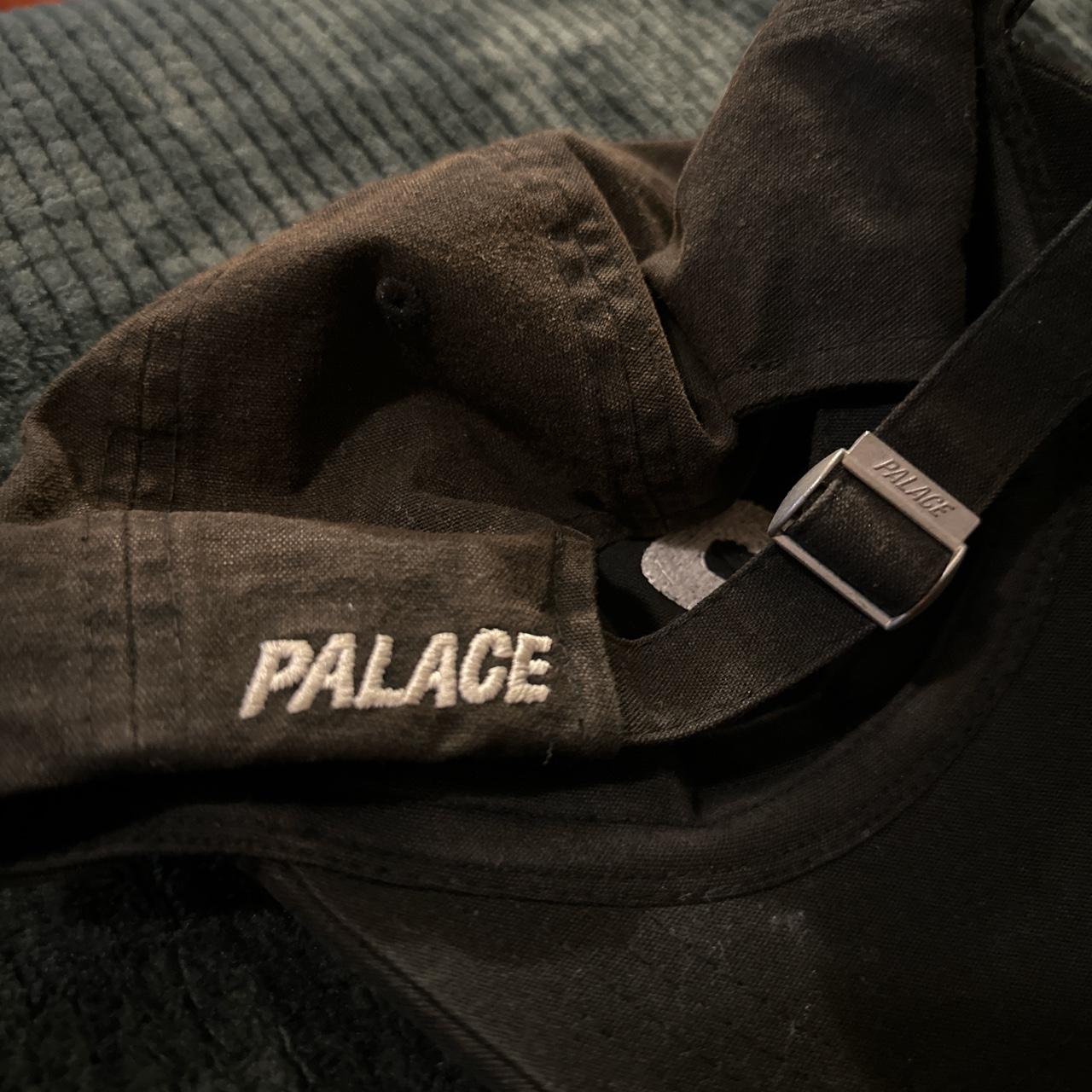 Palace P cap black worn out Faded Used - Depop