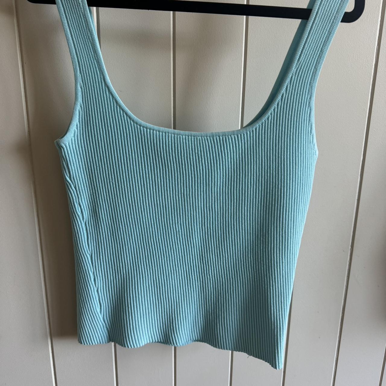 Blue ribbed top Bought from a boutique Never worn -... - Depop