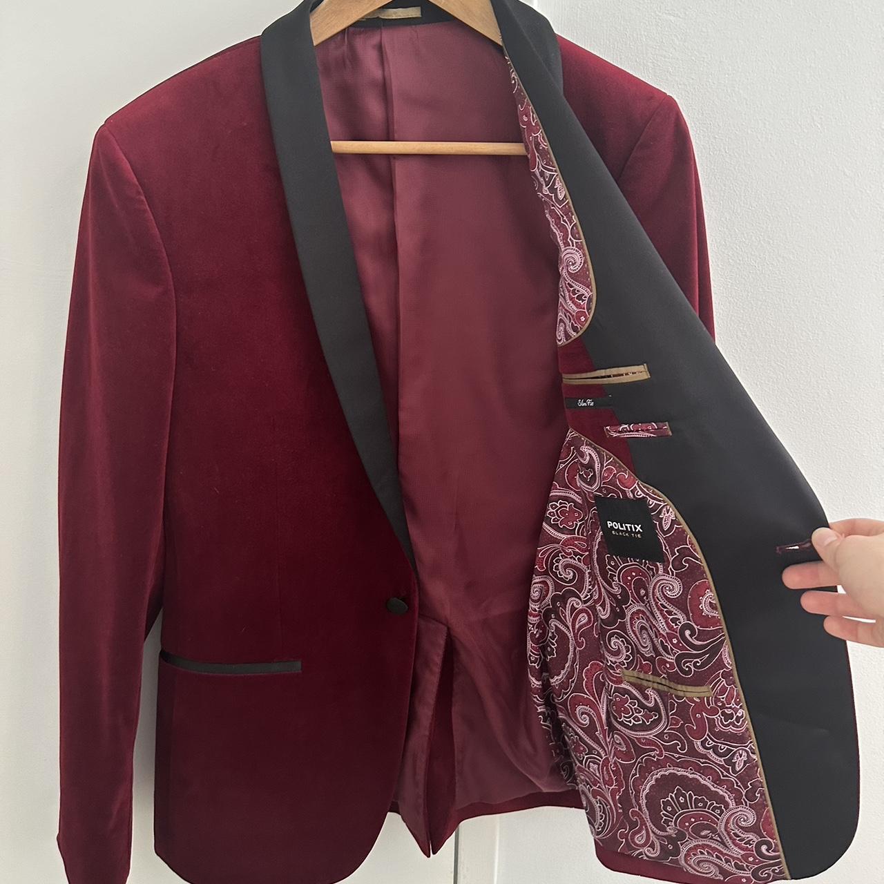 Politix Red Velvet Slim Fit Suit Jacket. - Depop