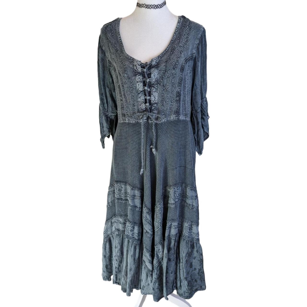 Distressed Gray Boho Midi Dress Item Description -... - Depop